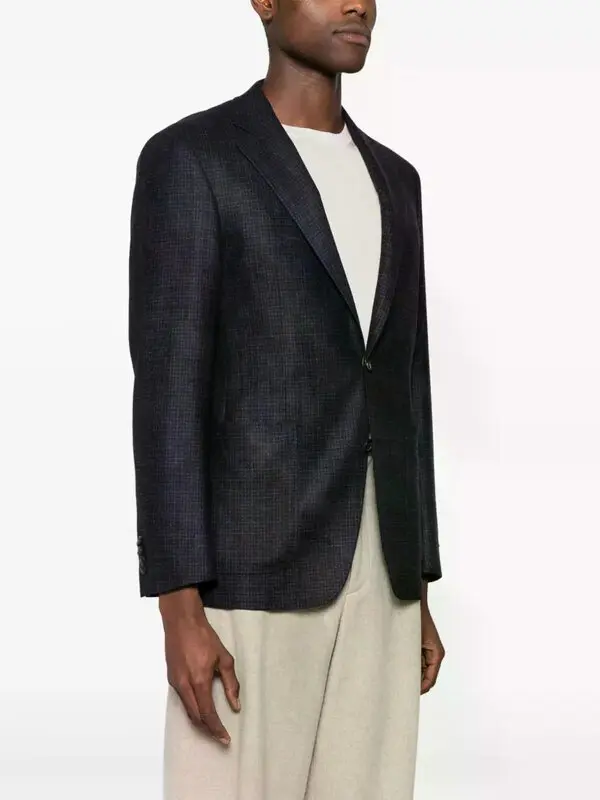 Canali Check-pattern Blazer - Blue