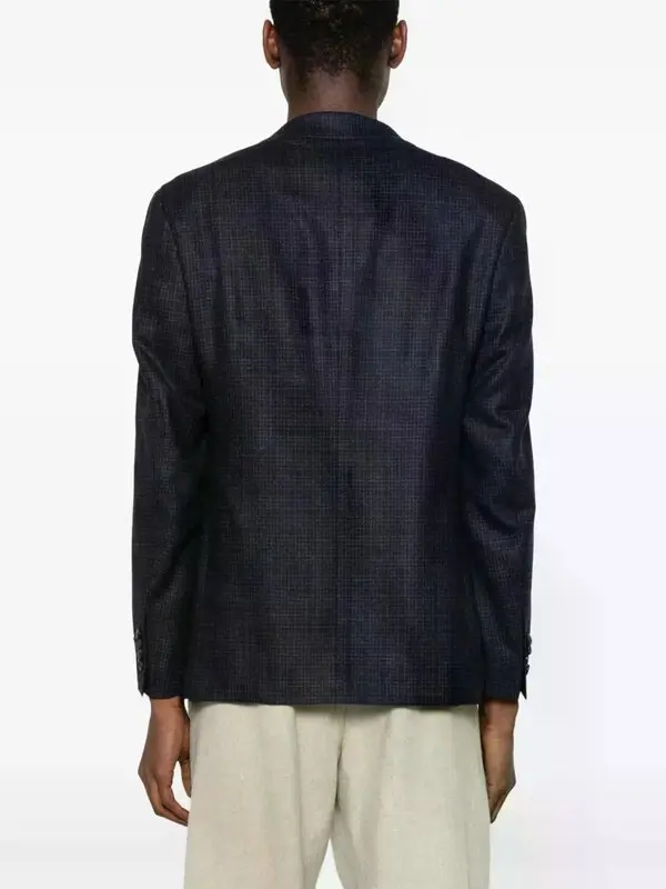 Canali Check-pattern Blazer - Blue