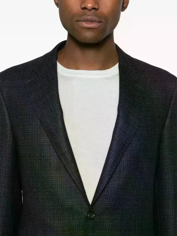 Canali Check-pattern Blazer - Blue