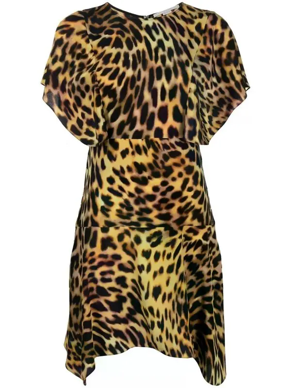 Stella McCartney Leopard-print Silk Flounce Dress