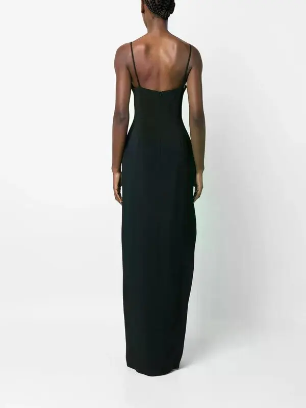 David Koma V-neck Side-slit Cady Gown