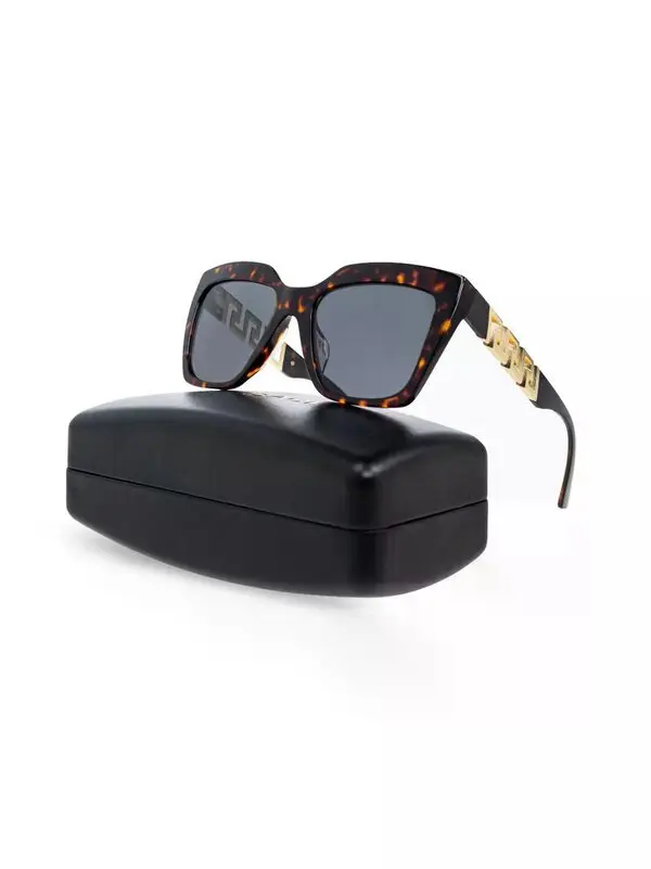 Versace Tortoiseshell-effect Geometric-frame Sunglasses