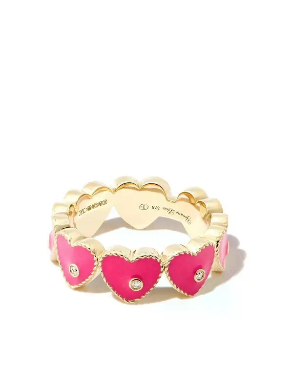 Yvonne Léon 9kt Yellow Enamel Diamond Heart Ring - Gold