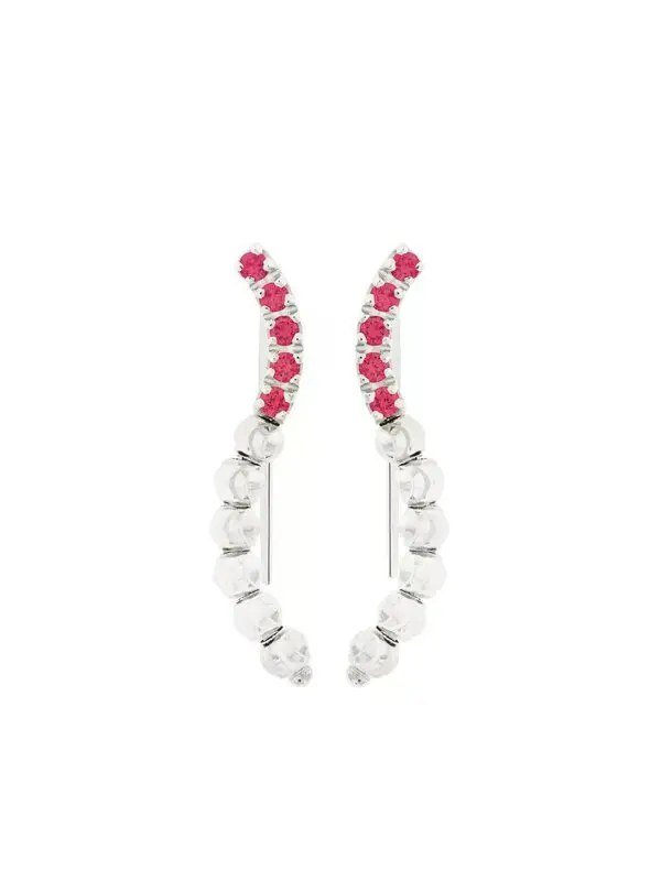 OFFICINA BERNARDI 18kt White Gold Moon Eden Ruby Cuff Earrings - Silver