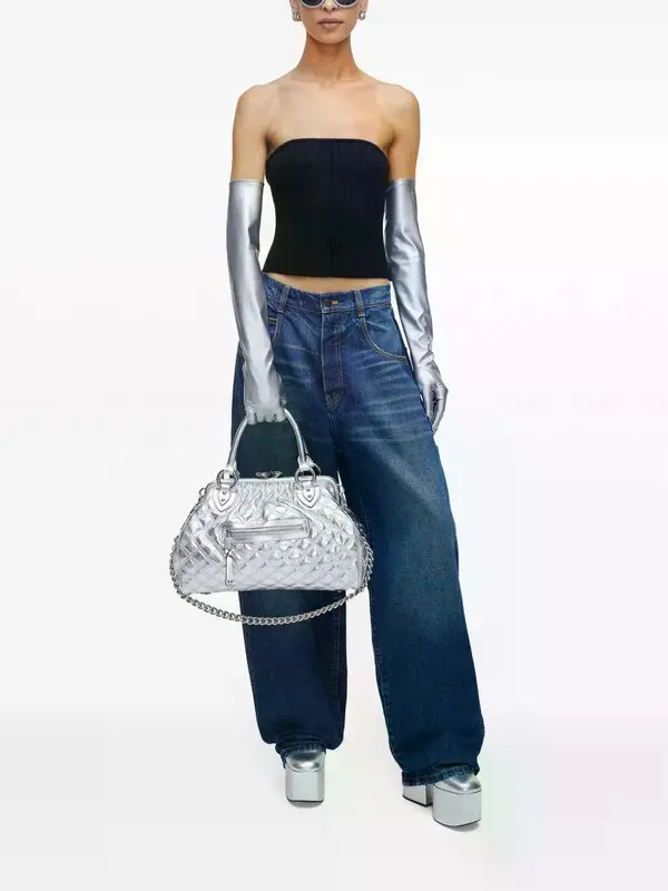 Marc Jacobs Re-edition Quilted Metallic Leather Stam Bag - Silver