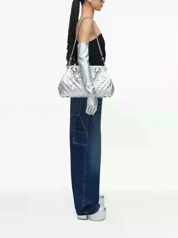 Marc Jacobs Re-edition Quilted Metallic Leather Stam Bag - Silver