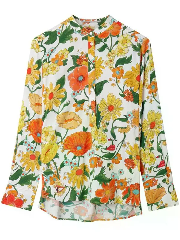 Stella McCartney Lady Garden-print Collarless Shirt