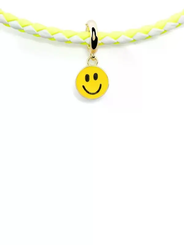 Lauren Rubinski 14kt Yellow Gold Smiley Face Cord Necklace - White