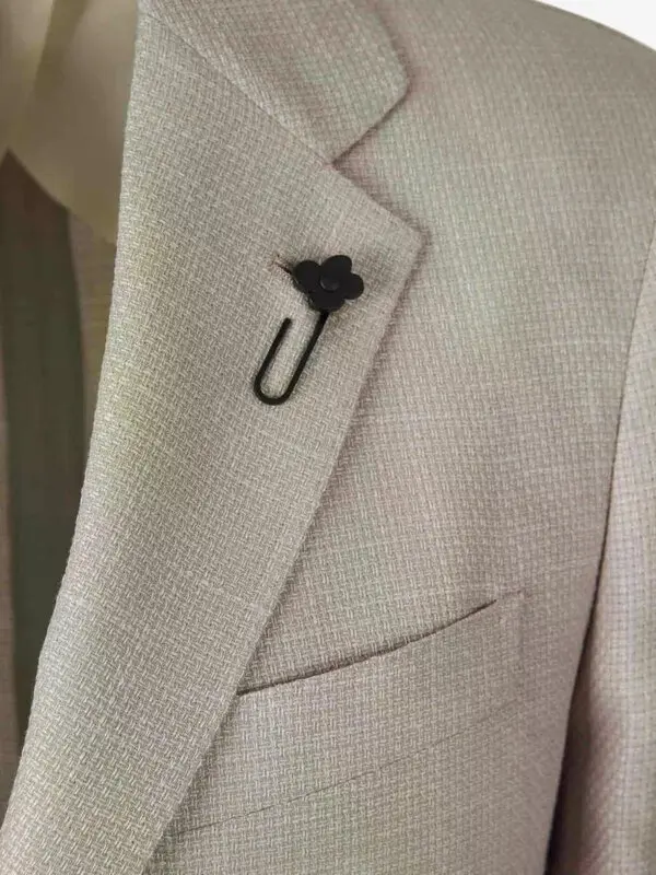 LARDINI Hopsack-weave Decorative-pin Blazer - Neutrals
