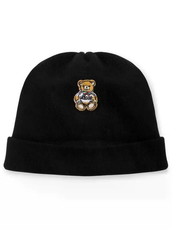 Moschino Teddy Bear Virgin Wool Beanie - Black