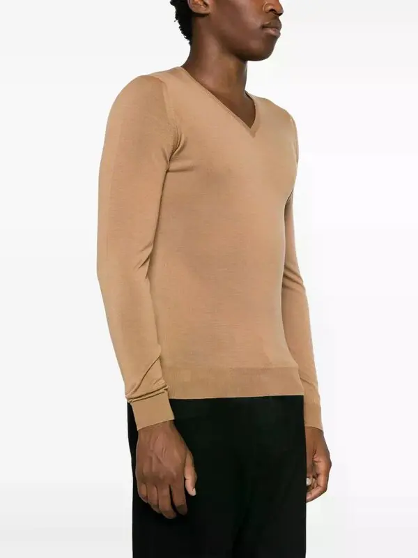 John Smedley V-neck Fine-knit Jumper - Brown