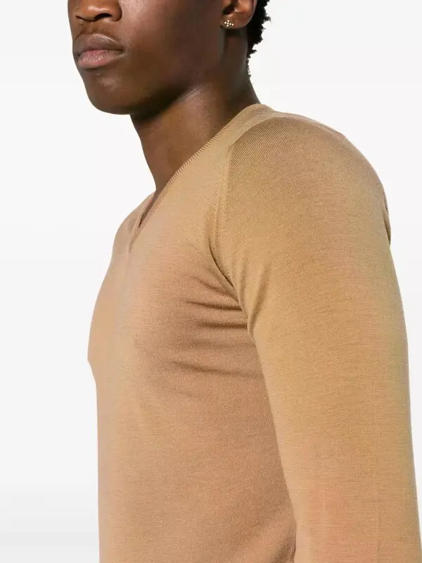 John Smedley V-neck Fine-knit Jumper - Brown