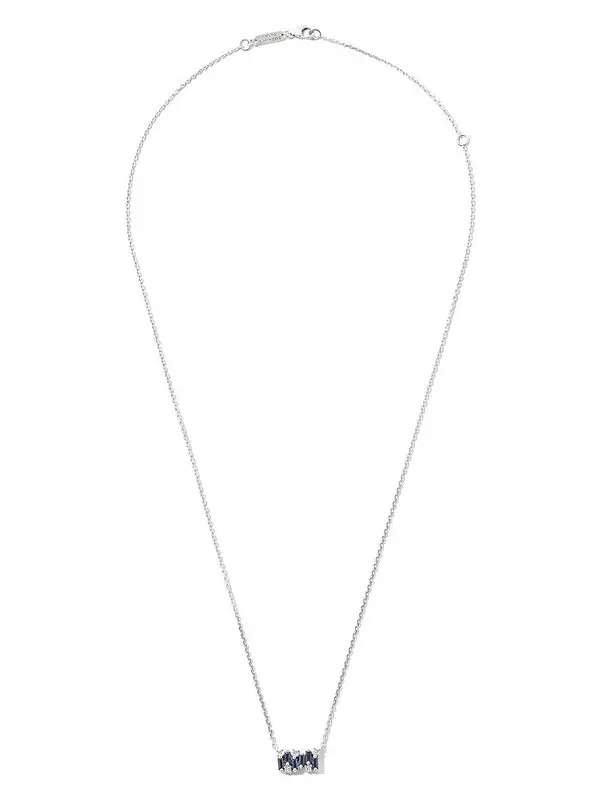 SUZANNE KALAN 18kt White Gold Sapphire And Diamond Necklace - Blue