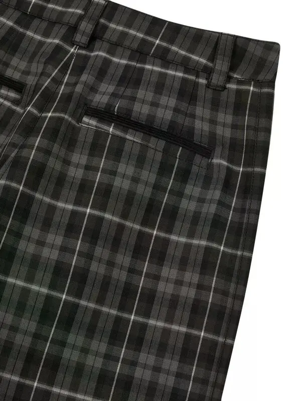 STUDIO TOMBOY Tartan Check-pattern Wide-leg Trousers