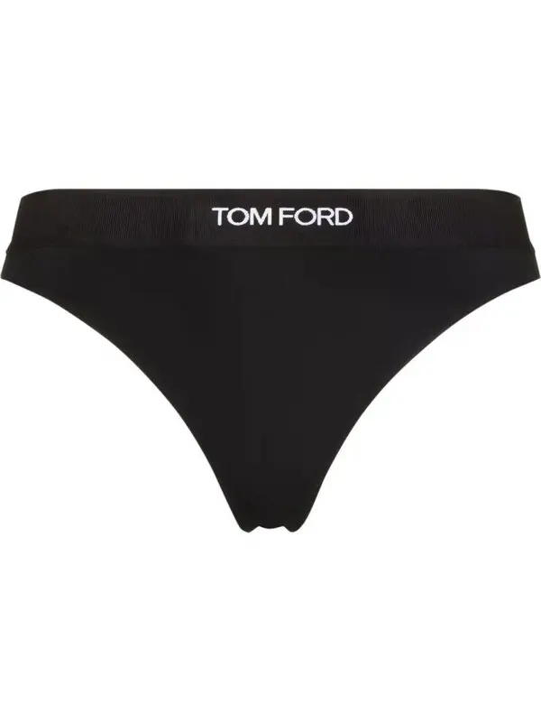 TOM FORD Logo-waistband Thong - Black