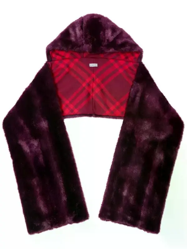 Burberry Faux-fur Hooded Scarf - Red