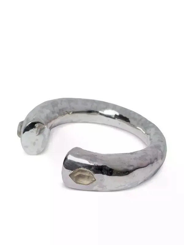 PARTS OF FOUR Sterling Hammered Cuff Bracelet With Quartz