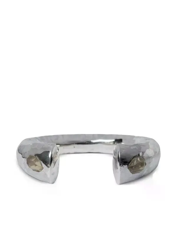 PARTS OF FOUR Sterling Hammered Cuff Bracelet With Quartz