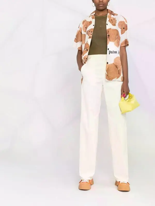 Dsquared2 Cream Cotton Tailored Straight Leg Trousers