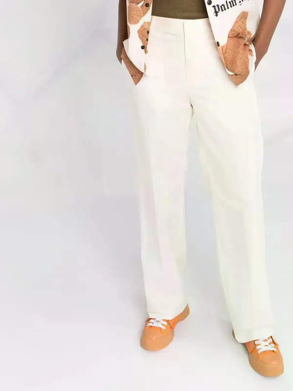 Dsquared2 Cream Cotton Tailored Straight Leg Trousers