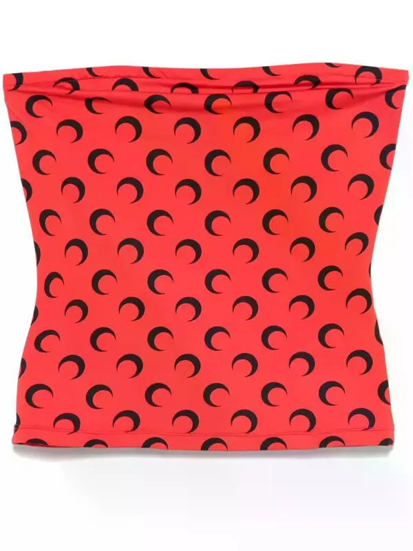 MARINE SERRE Moonogram-pattern Bandeau Top - Red