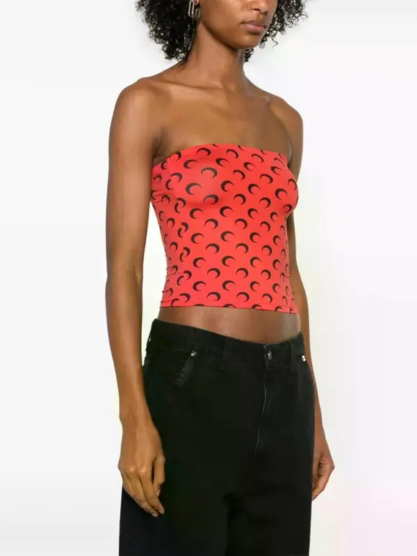 MARINE SERRE Moonogram-pattern Bandeau Top
