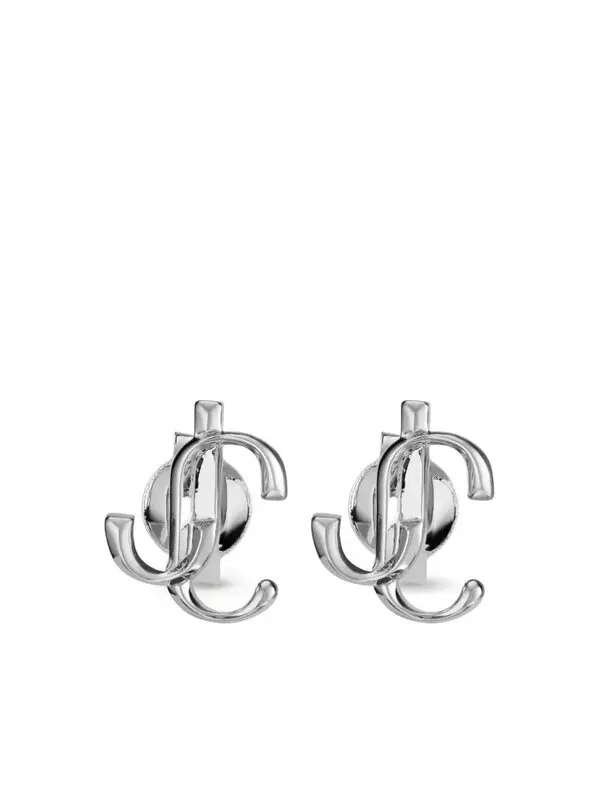 JIMMY CHOO Logo-lettering Stud Earrings - Silver