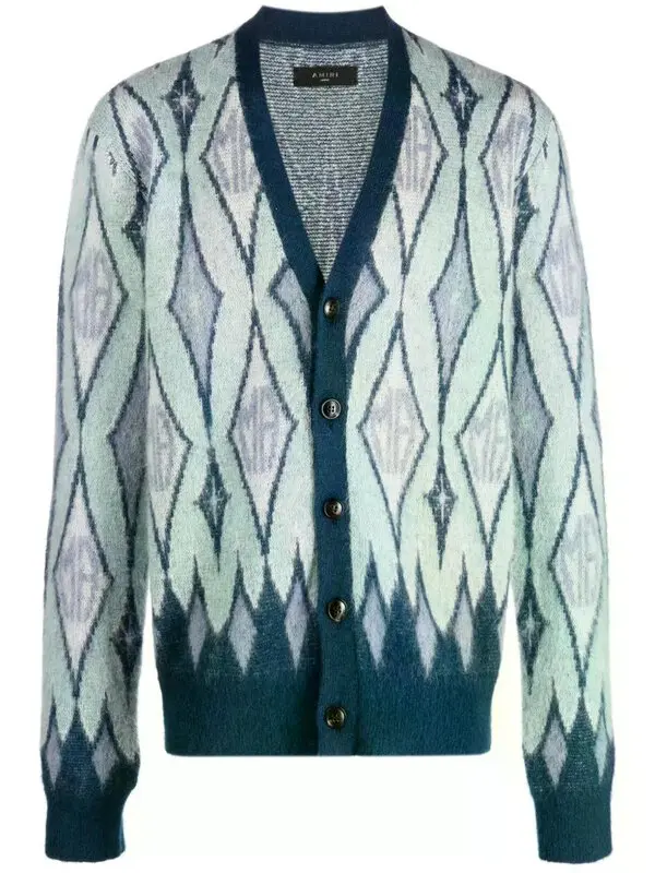 Amiri Argyle-knit Cardigan