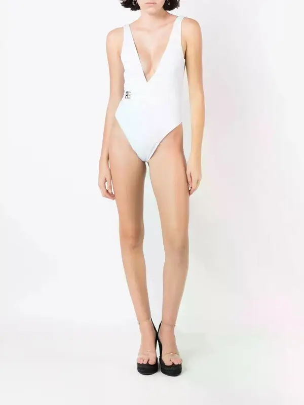 AMIR SLAMA Ribbed Logo-buckle Swimsuit