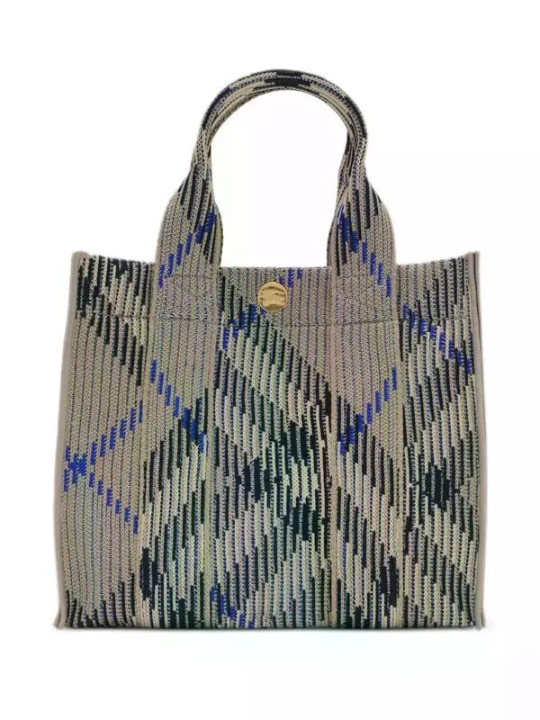 Burberry Mini Check Knitted Tote Bag - Grey