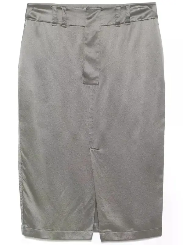 Saint Laurent Silk Midi Skirt - Grey