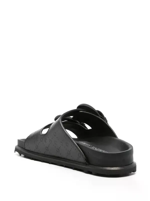MARINE SERRE Monogram Embossed Leather Slides - Black