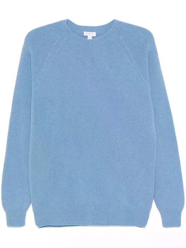 Sunspel Lambswool Crew-neck Sweater - Blue