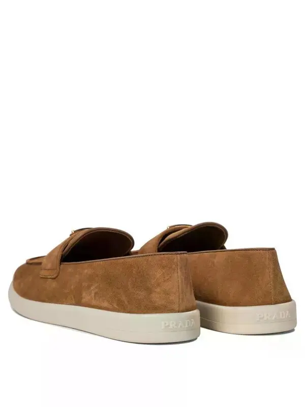 Prada Enamel-logo Loafers - Brown