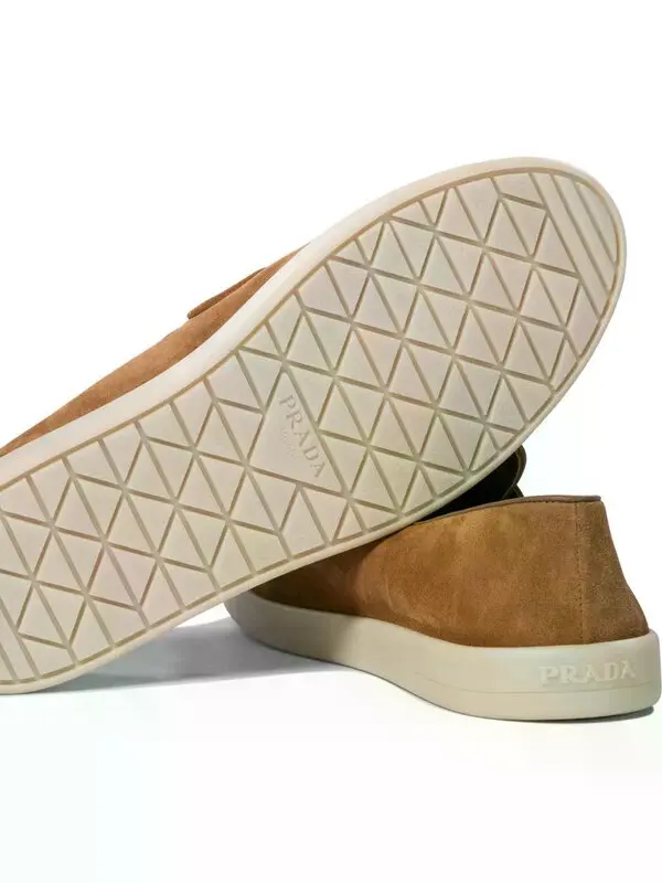 Prada Enamel-logo Loafers - Brown