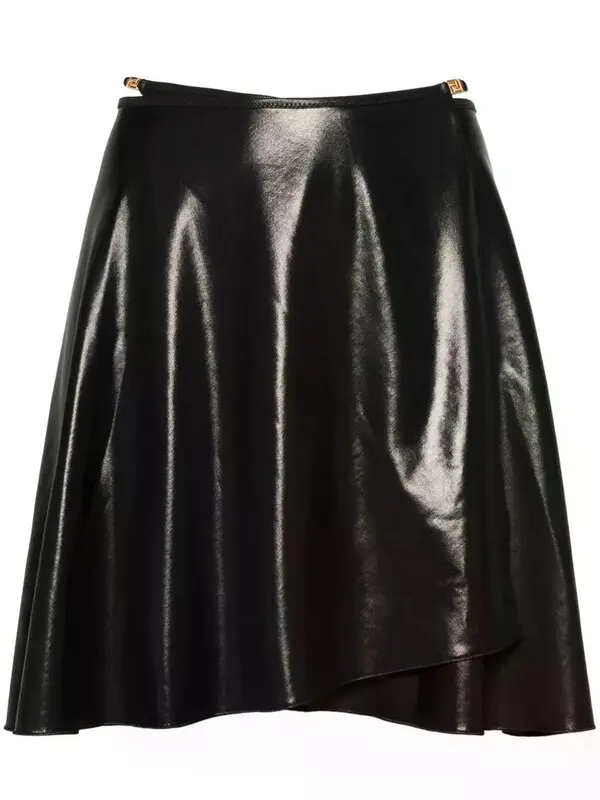 Versace Lamé-effect Wrap Miniskirt With Greca Detailing