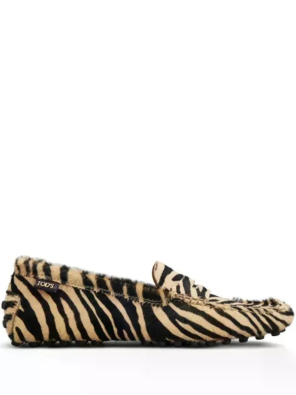 TOD'S Gommino Calf-hair Loafers - Black