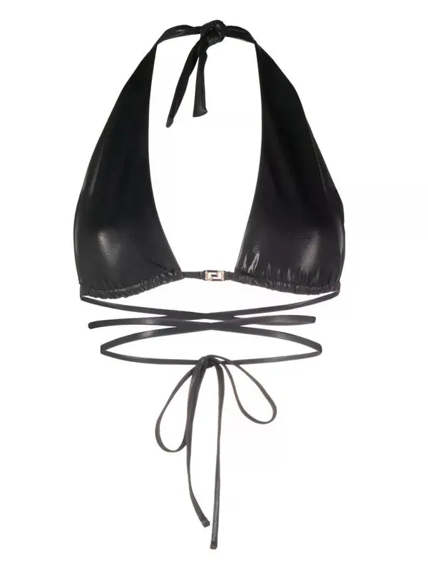 Versace Greca-detailed Triangle Bikini Top - Black