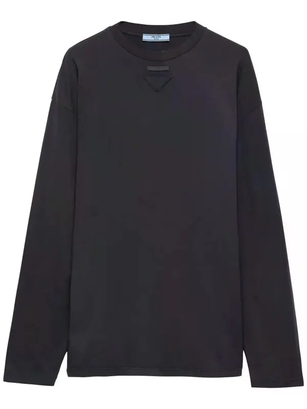 Prada Garment-dyed Jersey Long-sleeve T-shirt - Grey