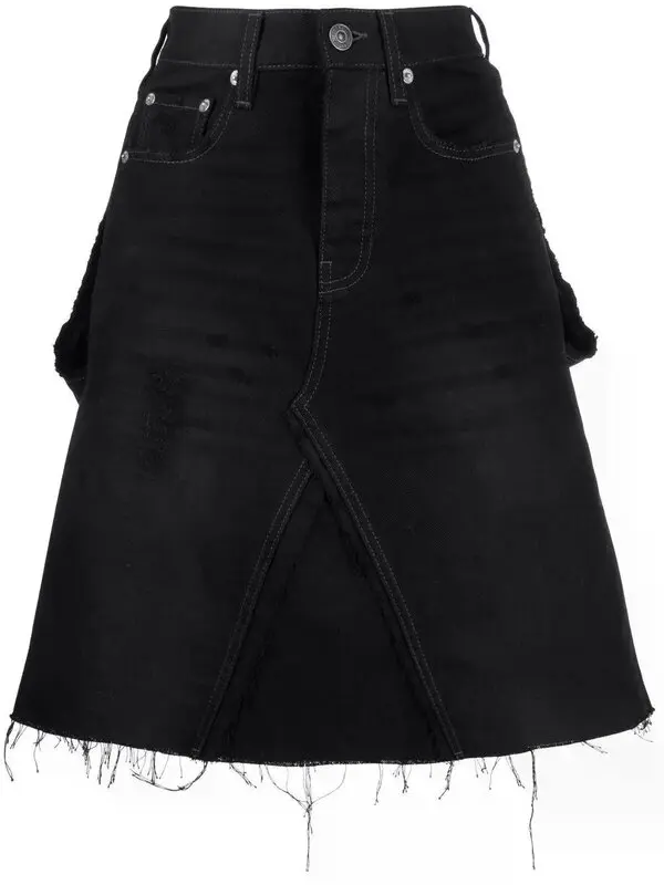Balenciaga Rip-detail A-line Denim Skirt