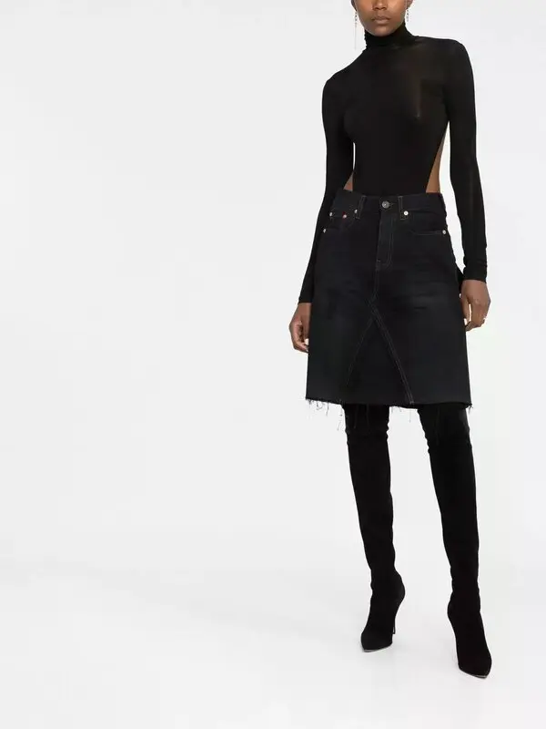 Balenciaga Rip-detail A-line Denim Skirt