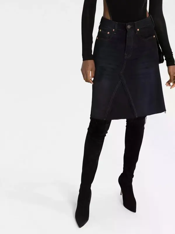 Balenciaga Rip-detail A-line Denim Skirt