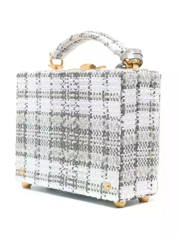Thom Browne Woven Tartan Tweed Mini Bag - Grey