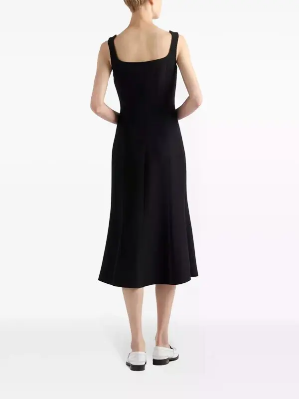 Prada Cady Midi Dress With Embellished Bow