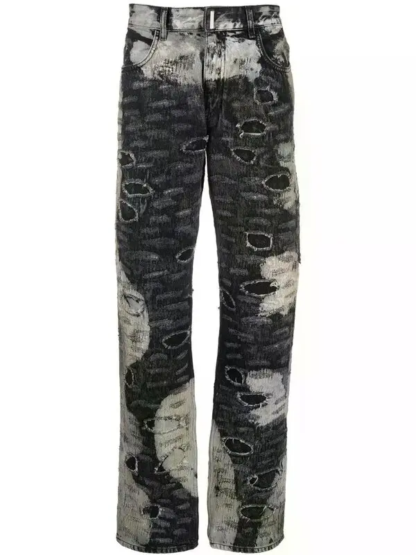 Givenchy Distressed-effect Straight-leg Trousers - Black