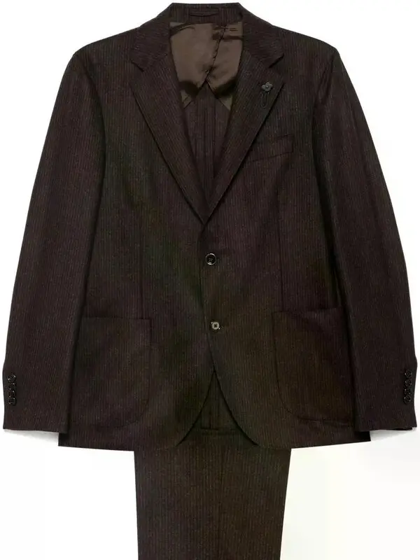 LARDINI Striped Suit - Brown