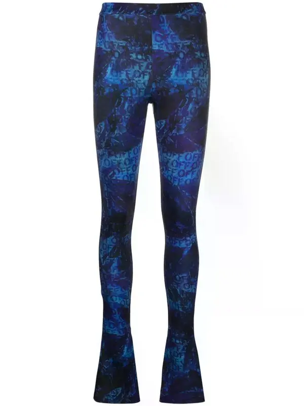 Off-White Logo-print Flared Trousers - Blue