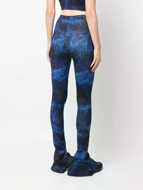 Off-White Logo-print Flared Trousers - Blue