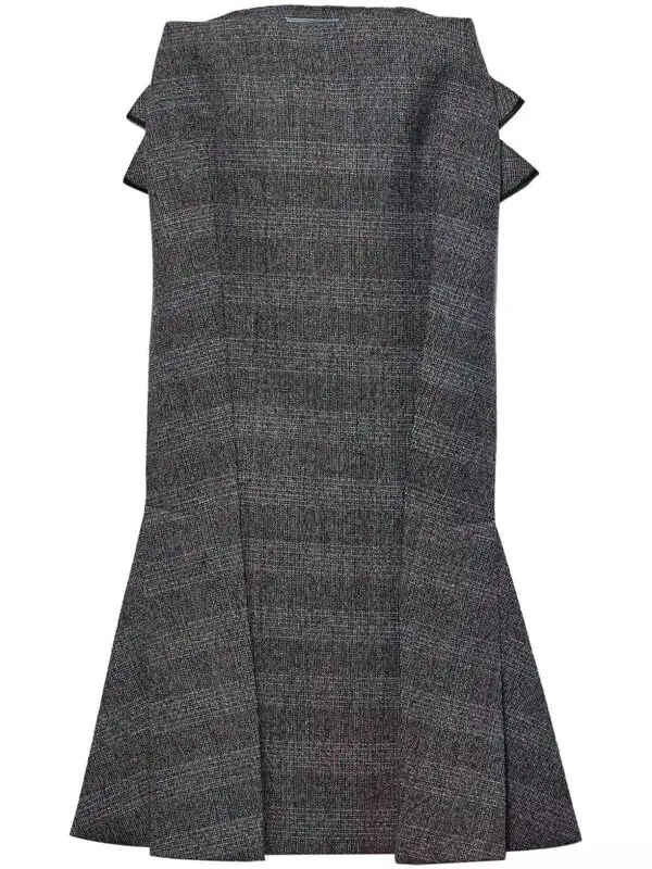 Prada Prince Of Wales Check Wool Twill Skirt