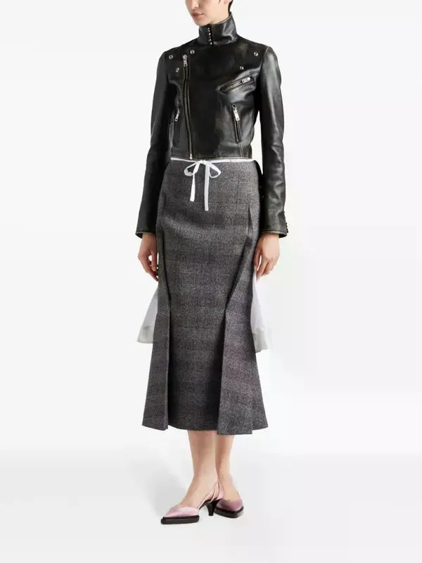 Prada Prince Of Wales Check Wool Twill Skirt